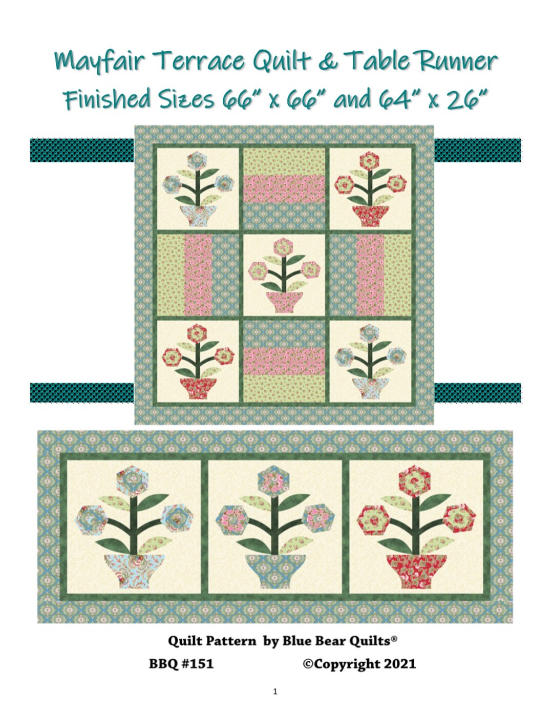 Mayfair Terrace Quilt and Table Runner Pattern- Digital Download - Etsy