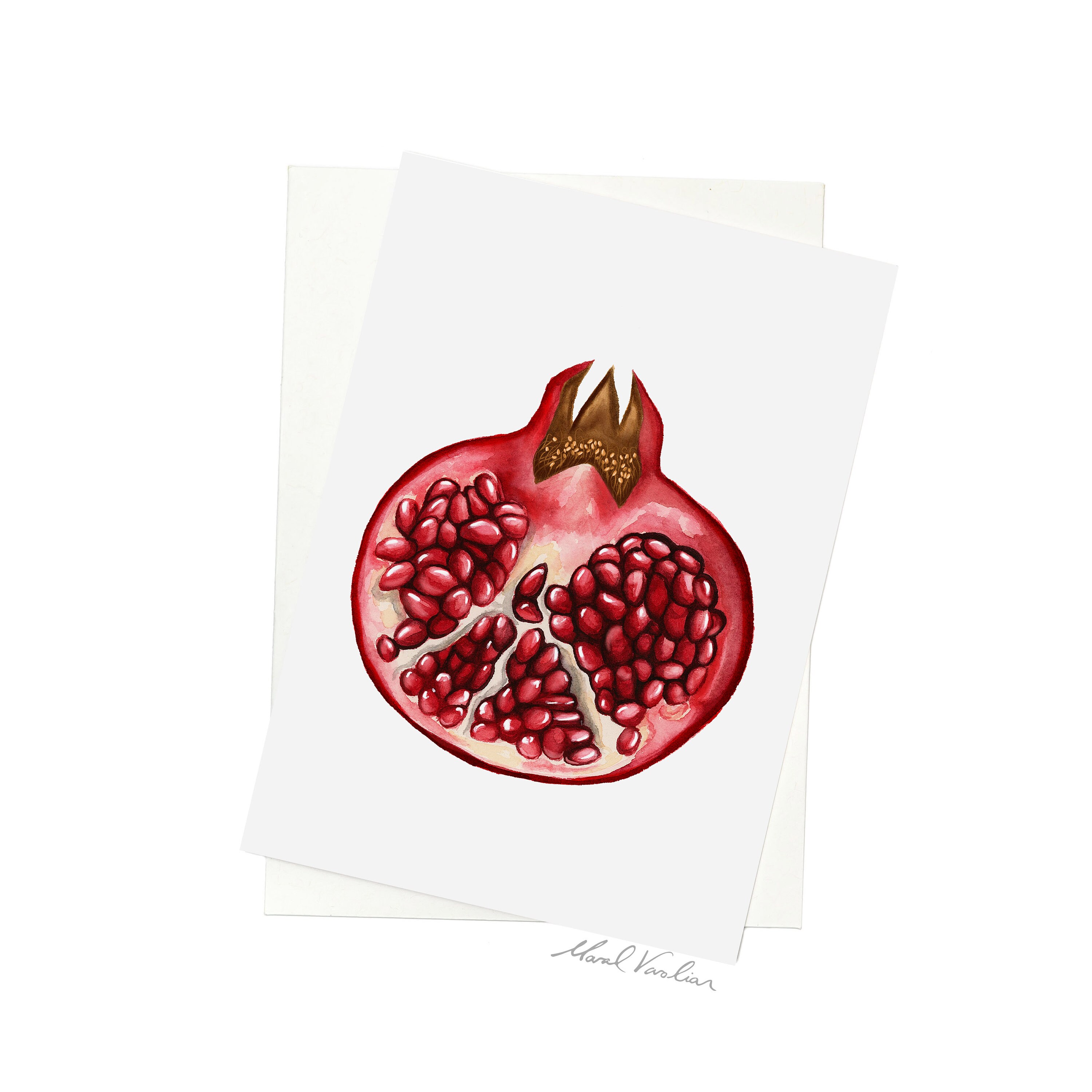 Pomegranate Greeting Card, Fruit Greeting Card, Food Card, Blank ...