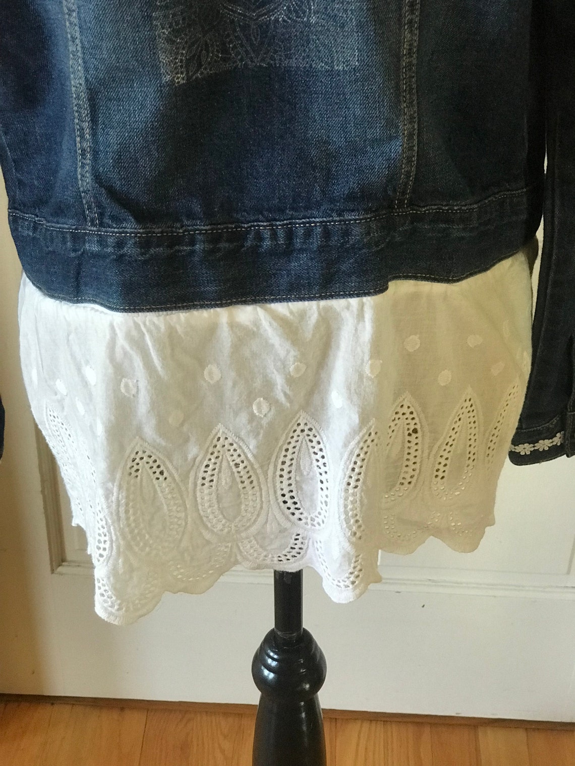 Upcycled Lace and Denim Jean Jacket Size M - Etsy