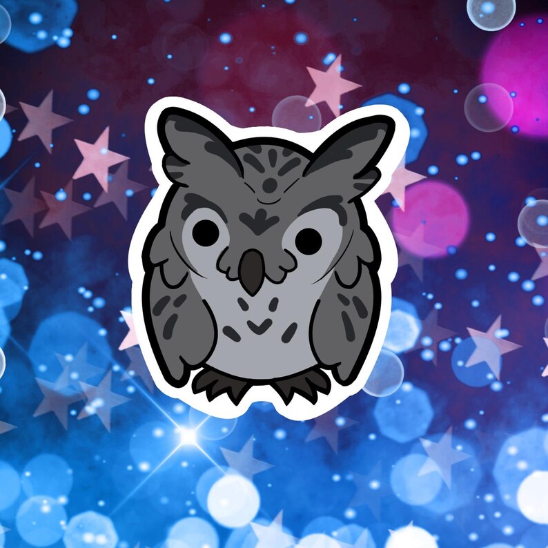 Screech Owl Sticker Waterproof Vinyl Owl Decal Birdwatching Gift Sleepy ...