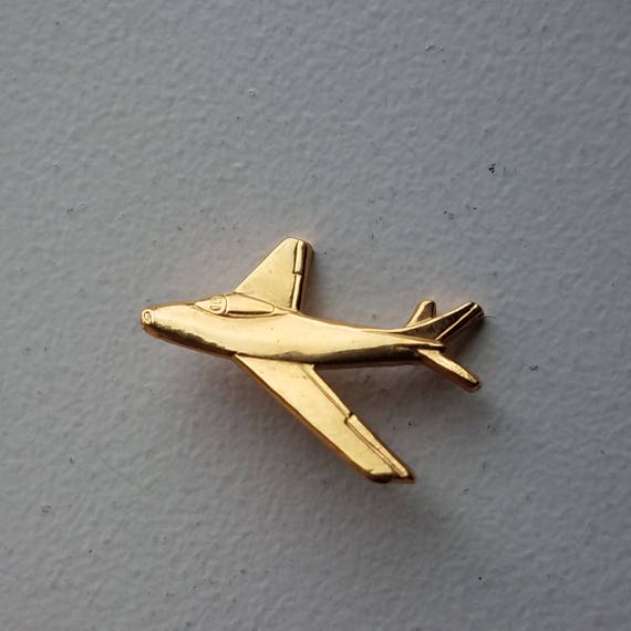 Gold Plate Jet Plan Tie Tack | Etsy