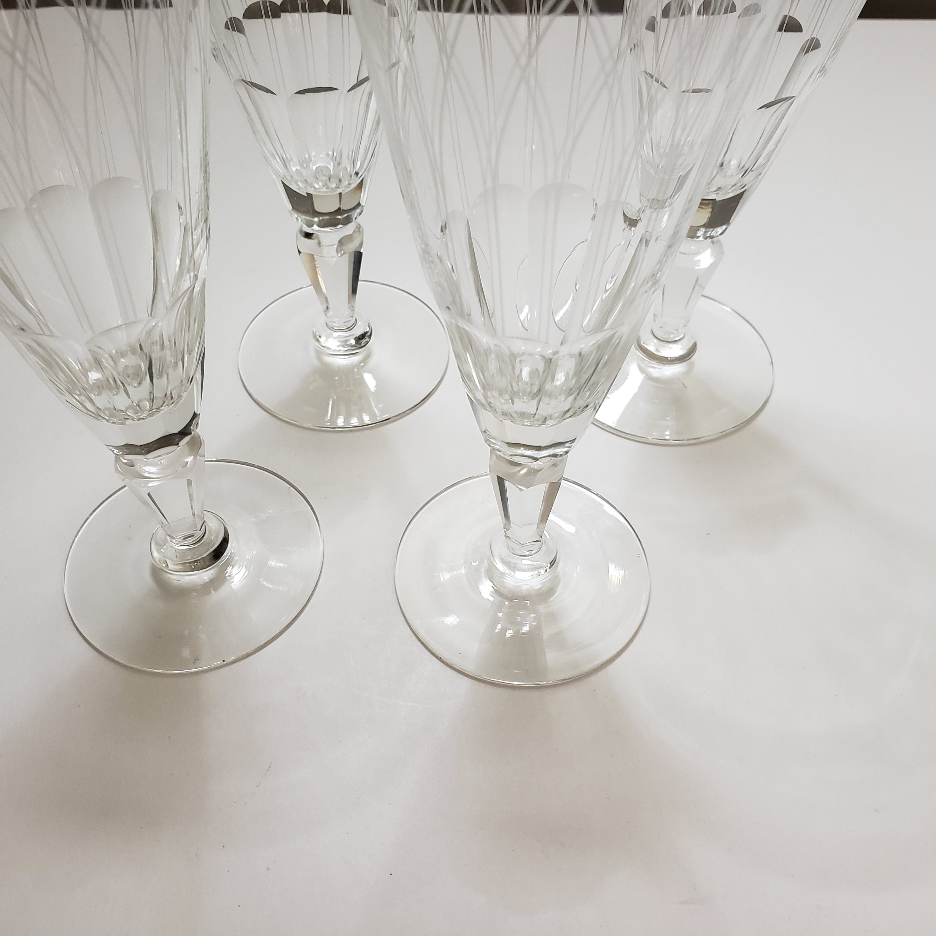 Tall Fluted Cut Crystal Stems Set of 4 - Etsy