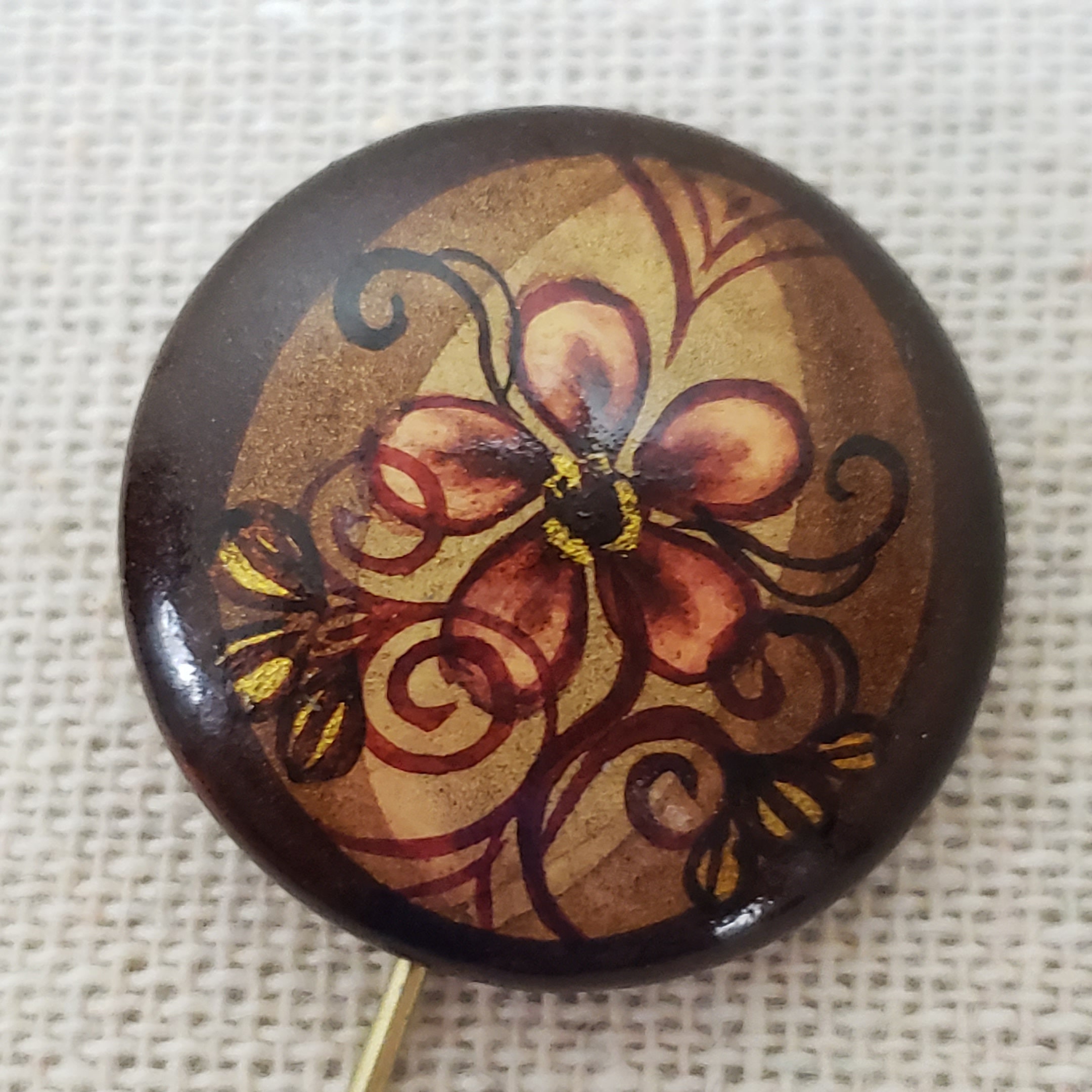 Hand Painted Button Lapel Stick Pin | Etsy