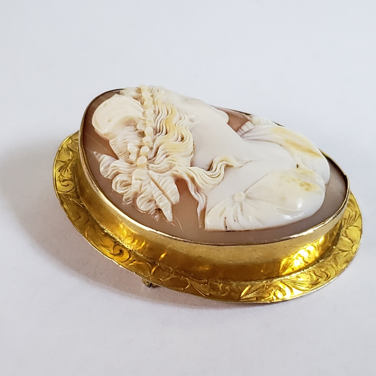 Antique 10 Kt Cut Shell Goddess Athena Cameo Brooch/pendant - Etsy