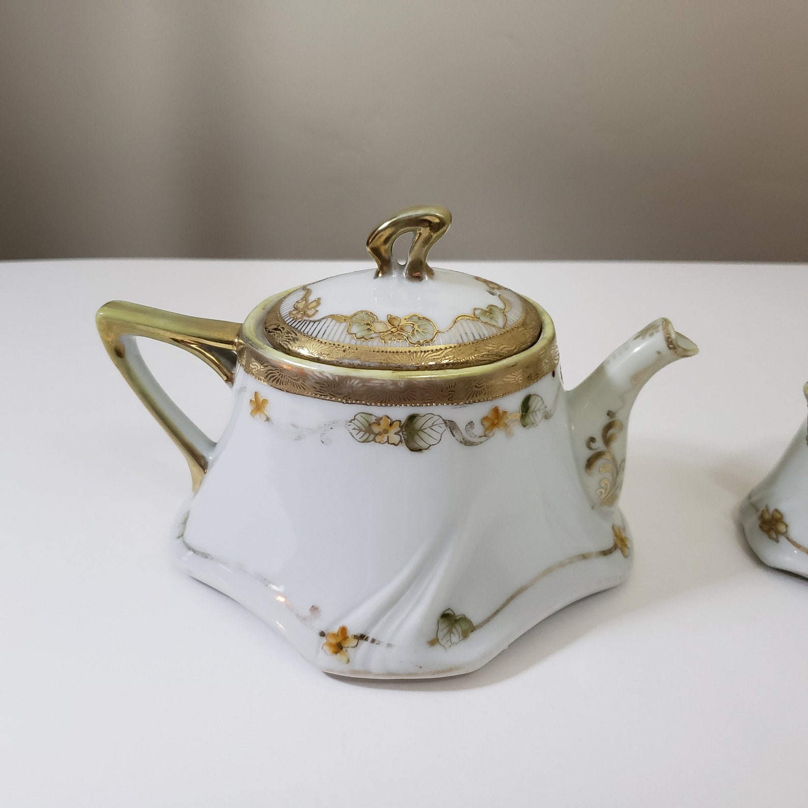 Antique Hand Painted Nippon Tea Pot and Creamer - Etsy