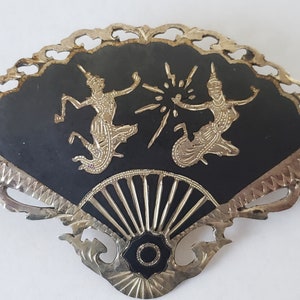 Sterling Silver Siam Fan Brooch - Etsy