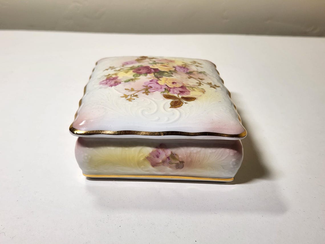 Schumann Sunset Rose Cigarette Box With Lid or Covered Trinket Dish - Etsy