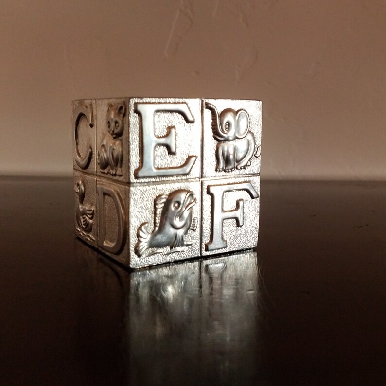 Silver Baby Building Block Bank - Etsy