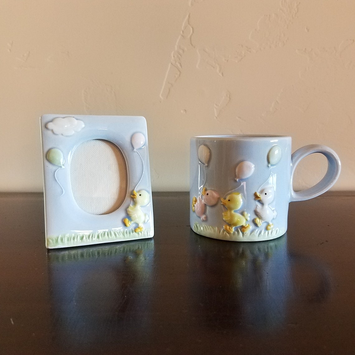 Blue Ceramic Childs Cup With Matching Picture Frame - Etsy