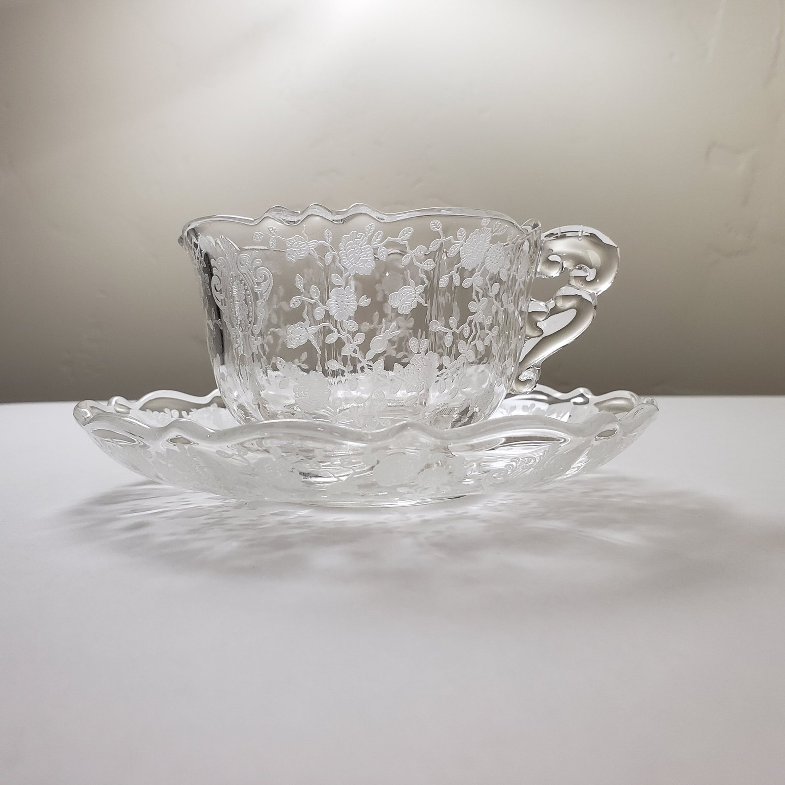 Cambridge Rose Point Cup and Saucer 3900/17 - Etsy