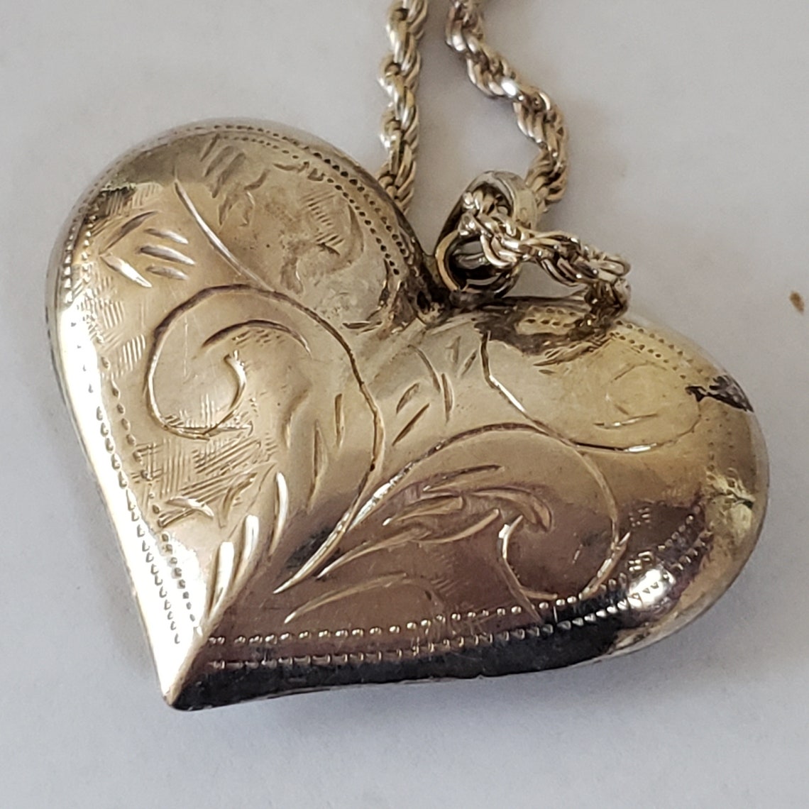 925 Silver Heart Pendant With Sterling Rope Chain - Etsy