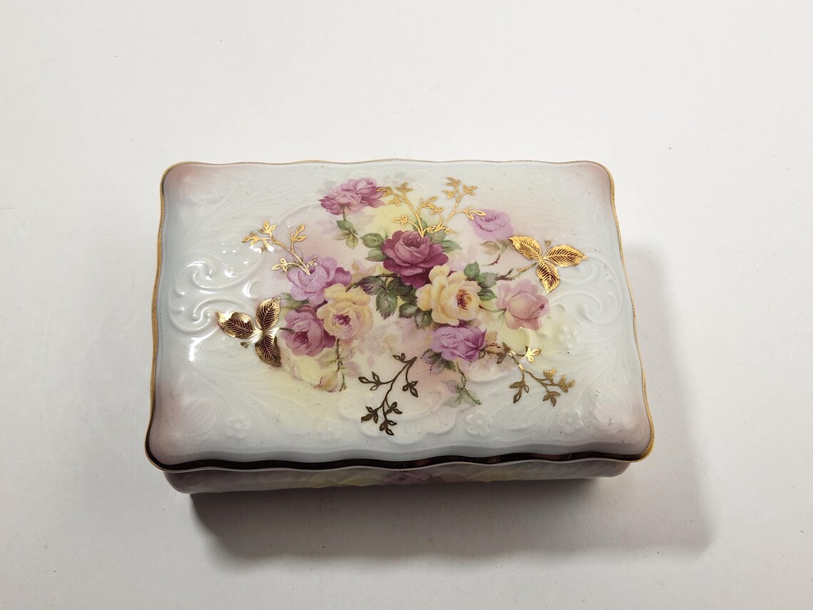 Schumann Sunset Rose Cigarette Box With Lid or Covered Trinket Dish - Etsy