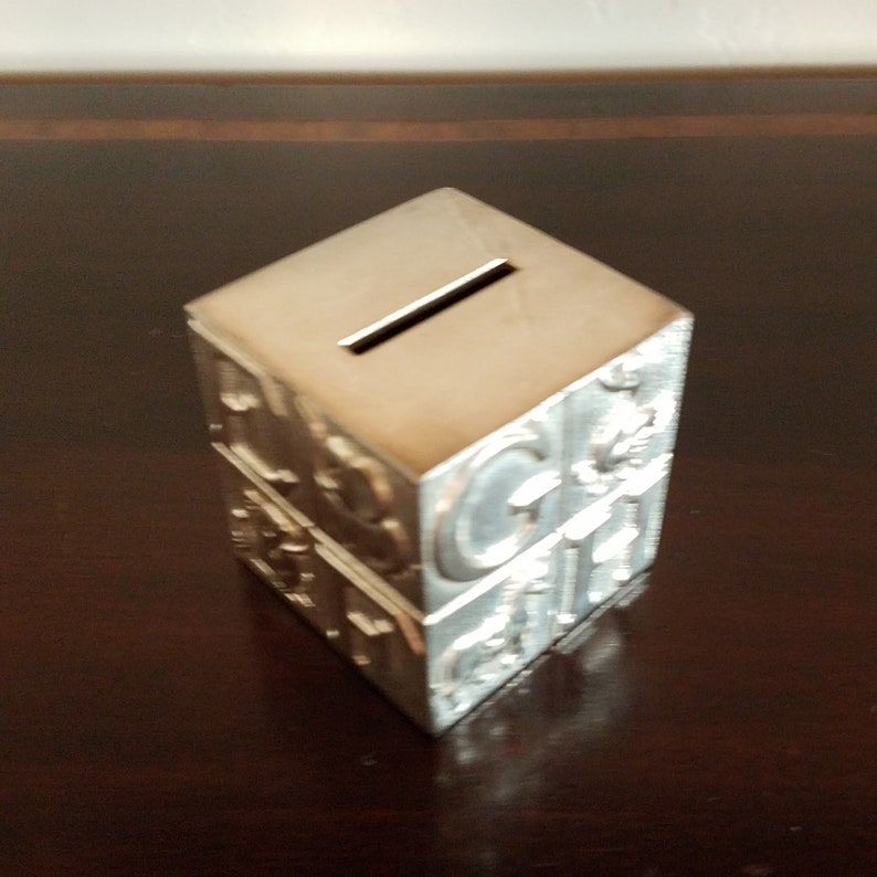 Silver Baby Building Block Bank - Etsy