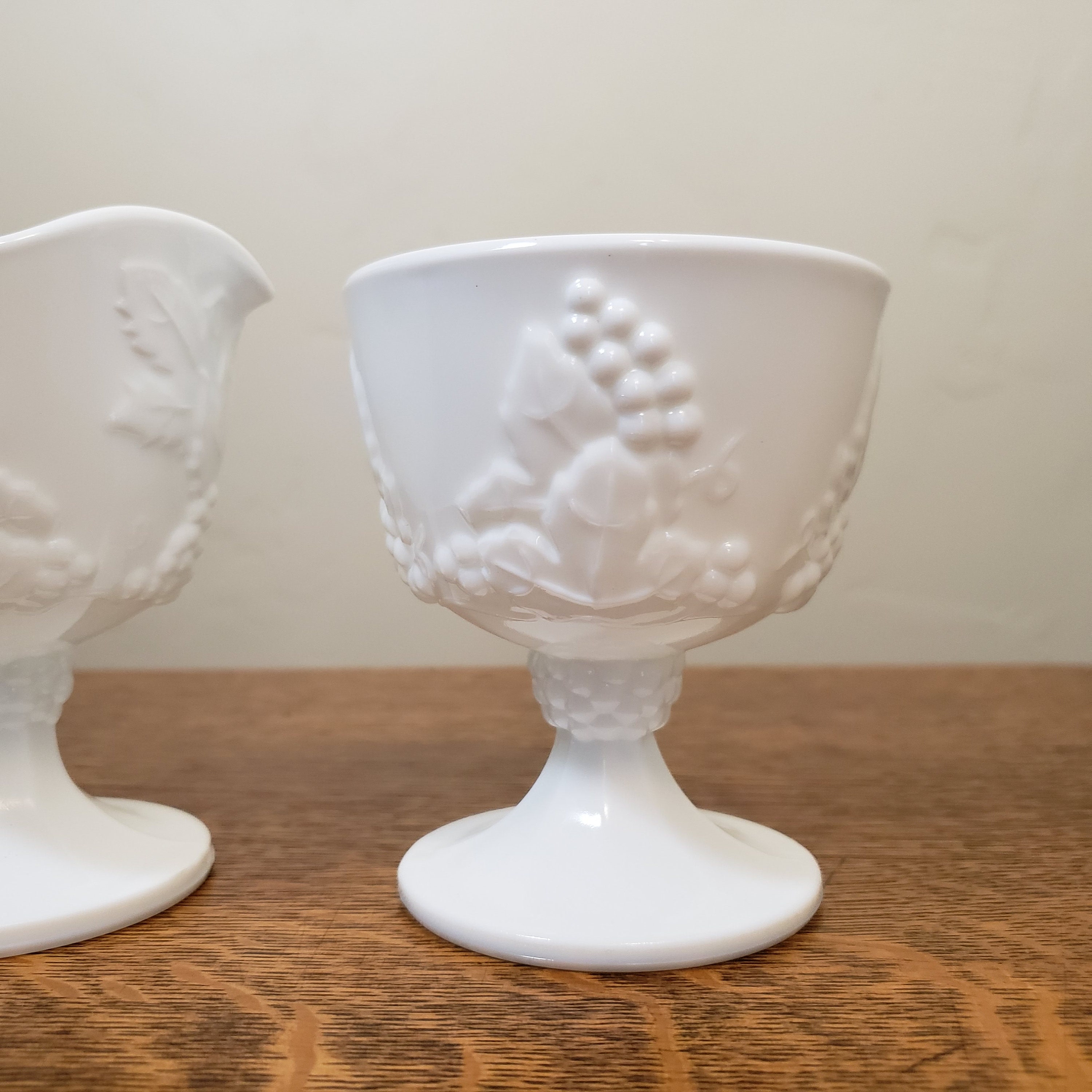 Indiana Milk Glass Creamer and Open Sugar With Harvest Pattern - Etsy