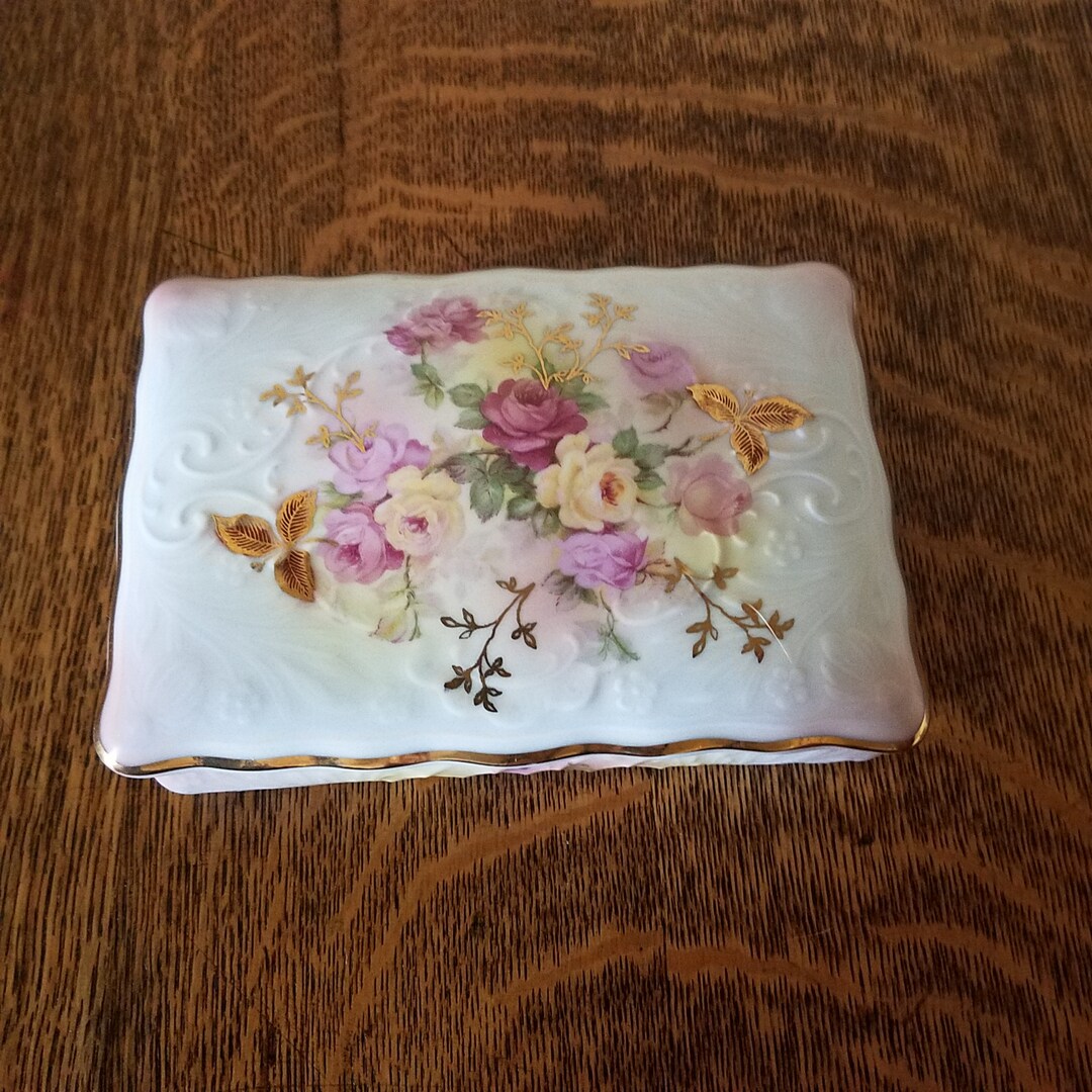 Schumann Sunset Rose Cigarette Box With Lid or Covered Trinket Dish - Etsy