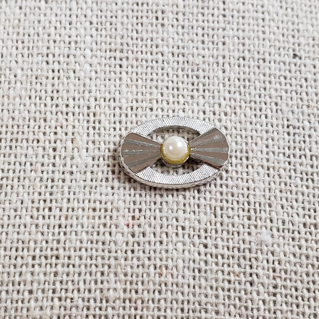 Silver Tone and Pearl Tie Tack by Swank - Etsy