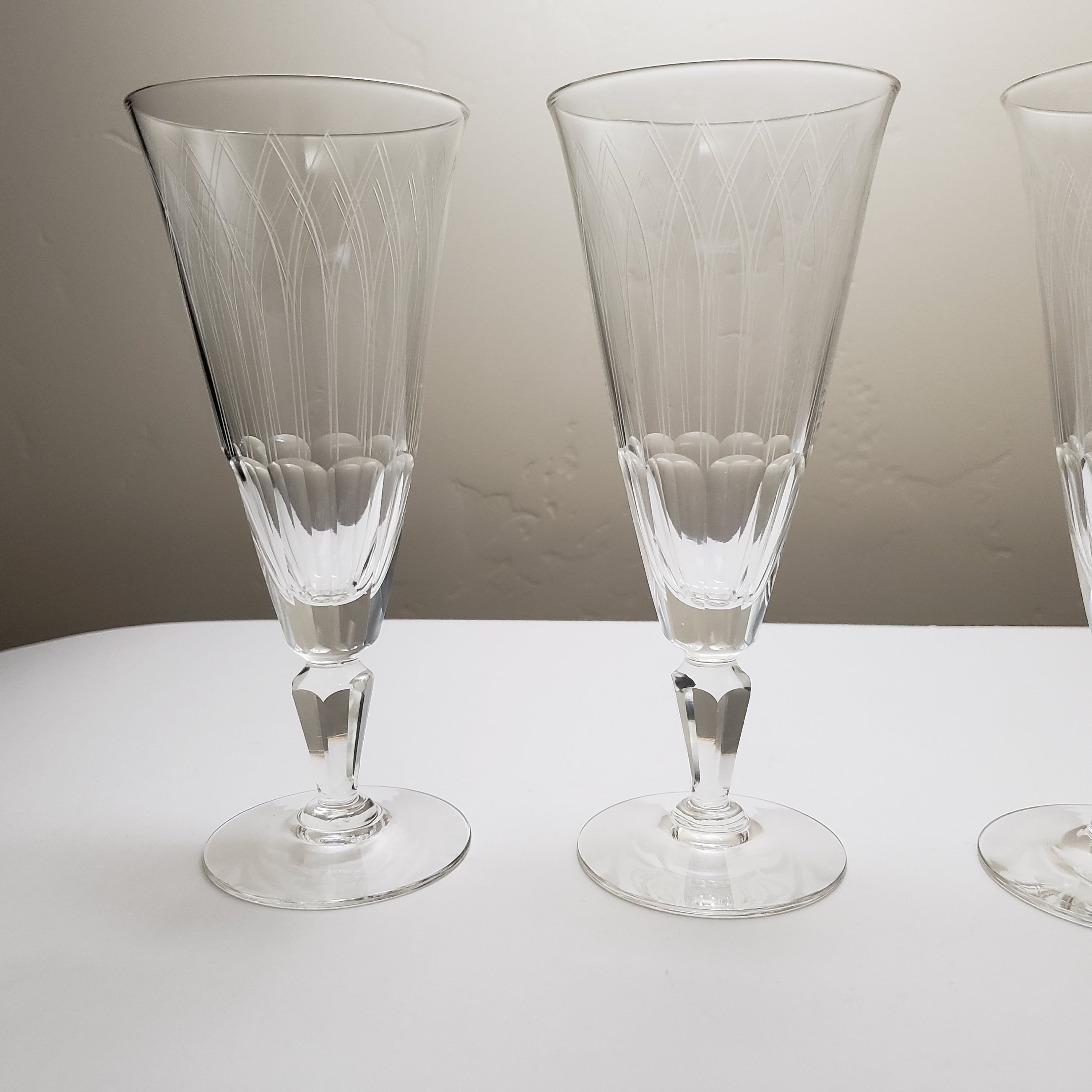 Tall Fluted Cut Crystal Stems Set of 4 - Etsy