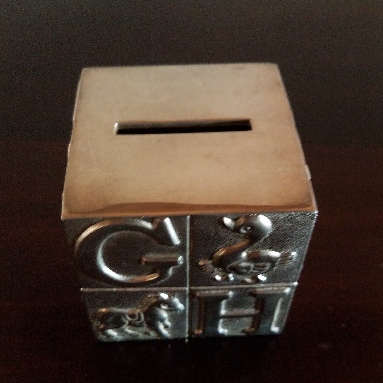 Silver Baby Building Block Bank | Etsy