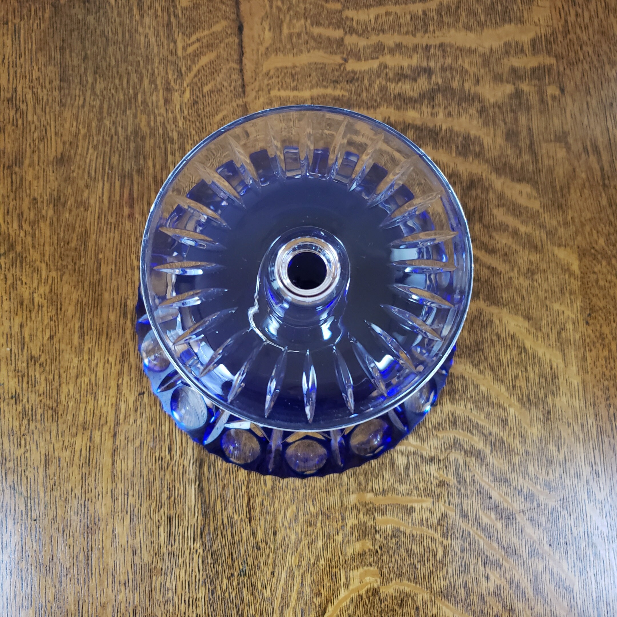 Crystal Compote Cobalt Blue Cased Cut to Clear - Etsy