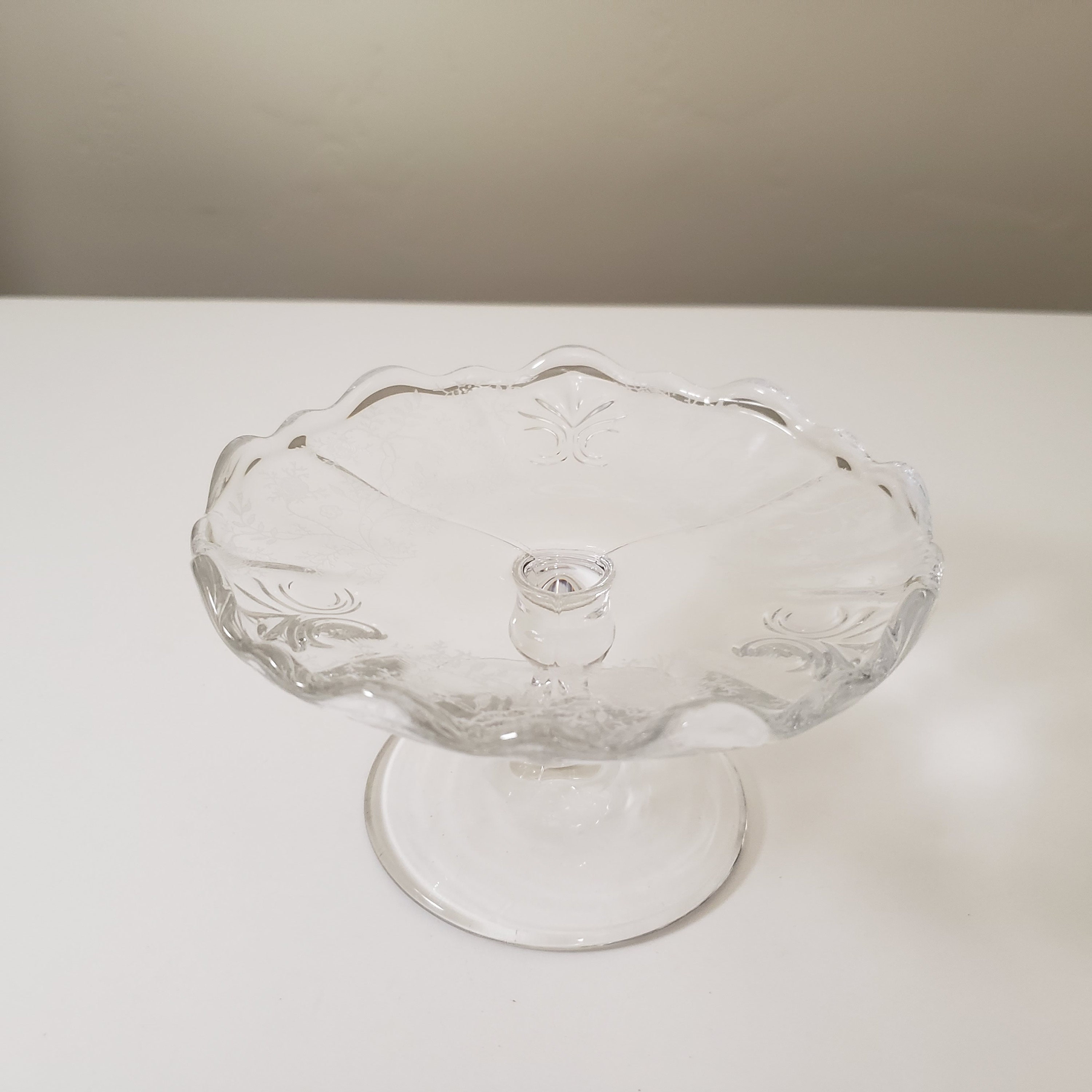 Fostoria Glass Footed Cheese Stand With Chintz Etch | Etsy