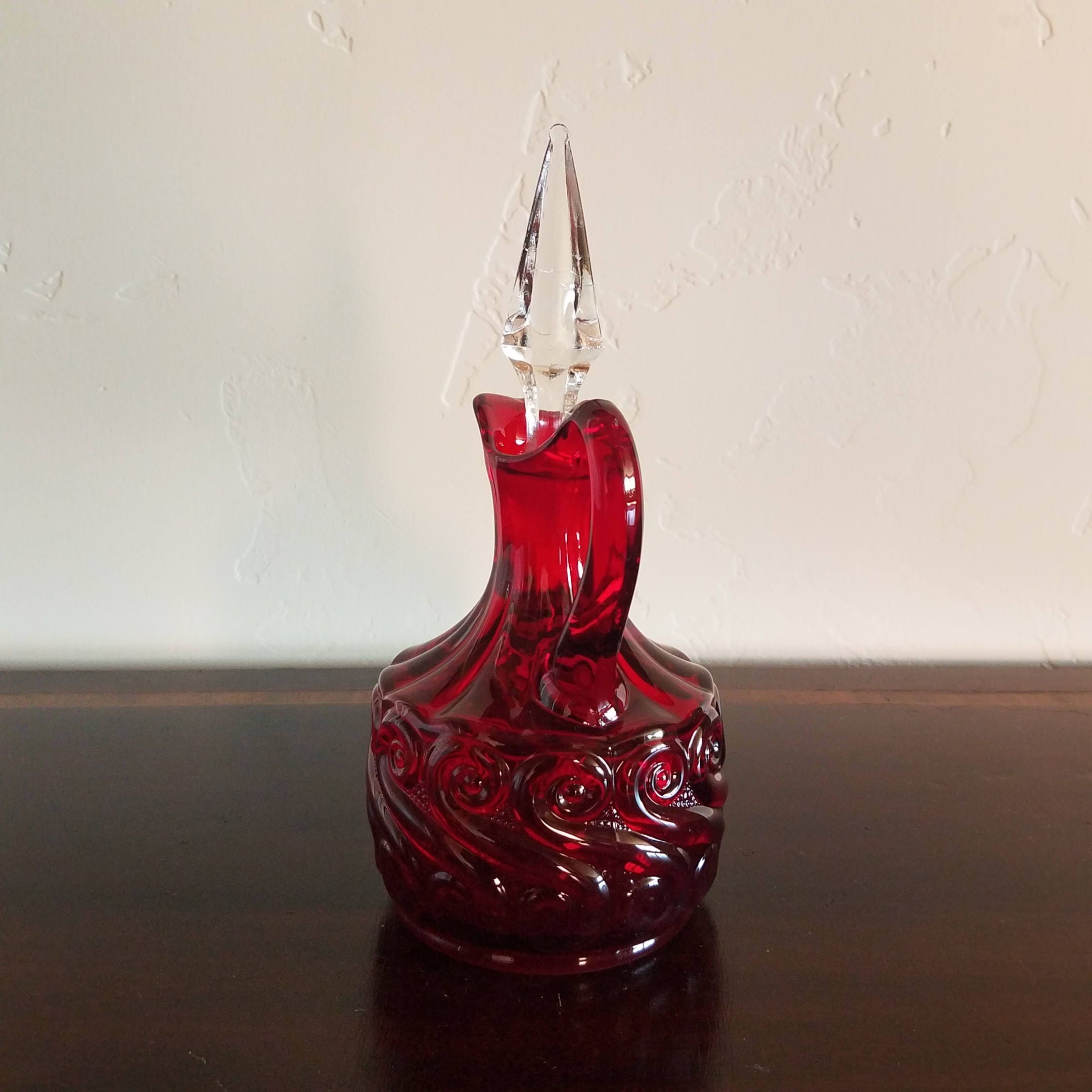 S Repeat Ruby Red Cruet With Crystal Stopper - Etsy