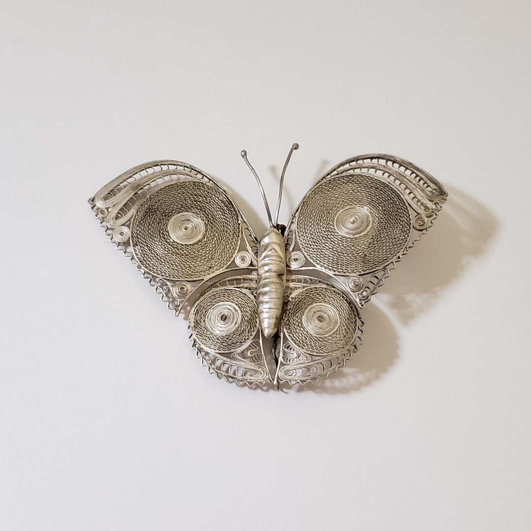 Antique Victorian Silver Filigree Wire Work Moth Brooch - Etsy