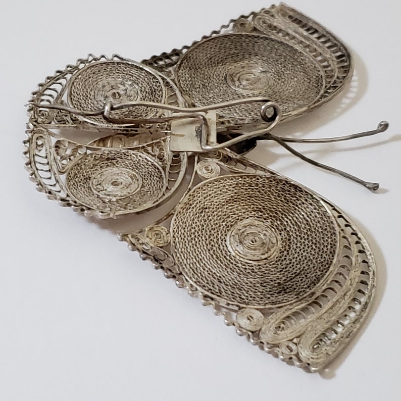 Antique Victorian Silver Filigree Wire Work Moth Brooch | Etsy