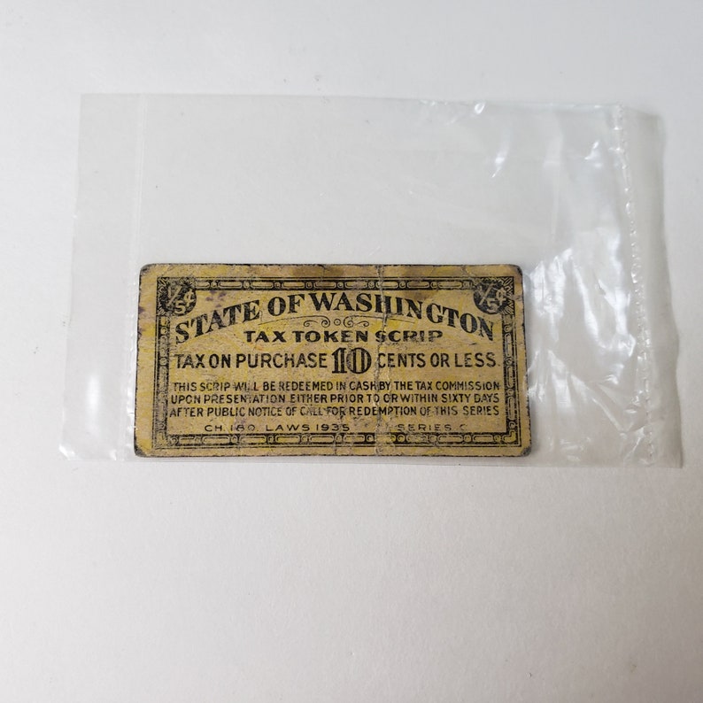 1935 State Of Washington Tax Token Scrip Series C | Etsy