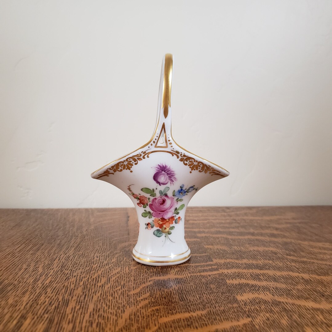 Small Dresden Porcelain Basket Decorated by Donath and Company - Etsy