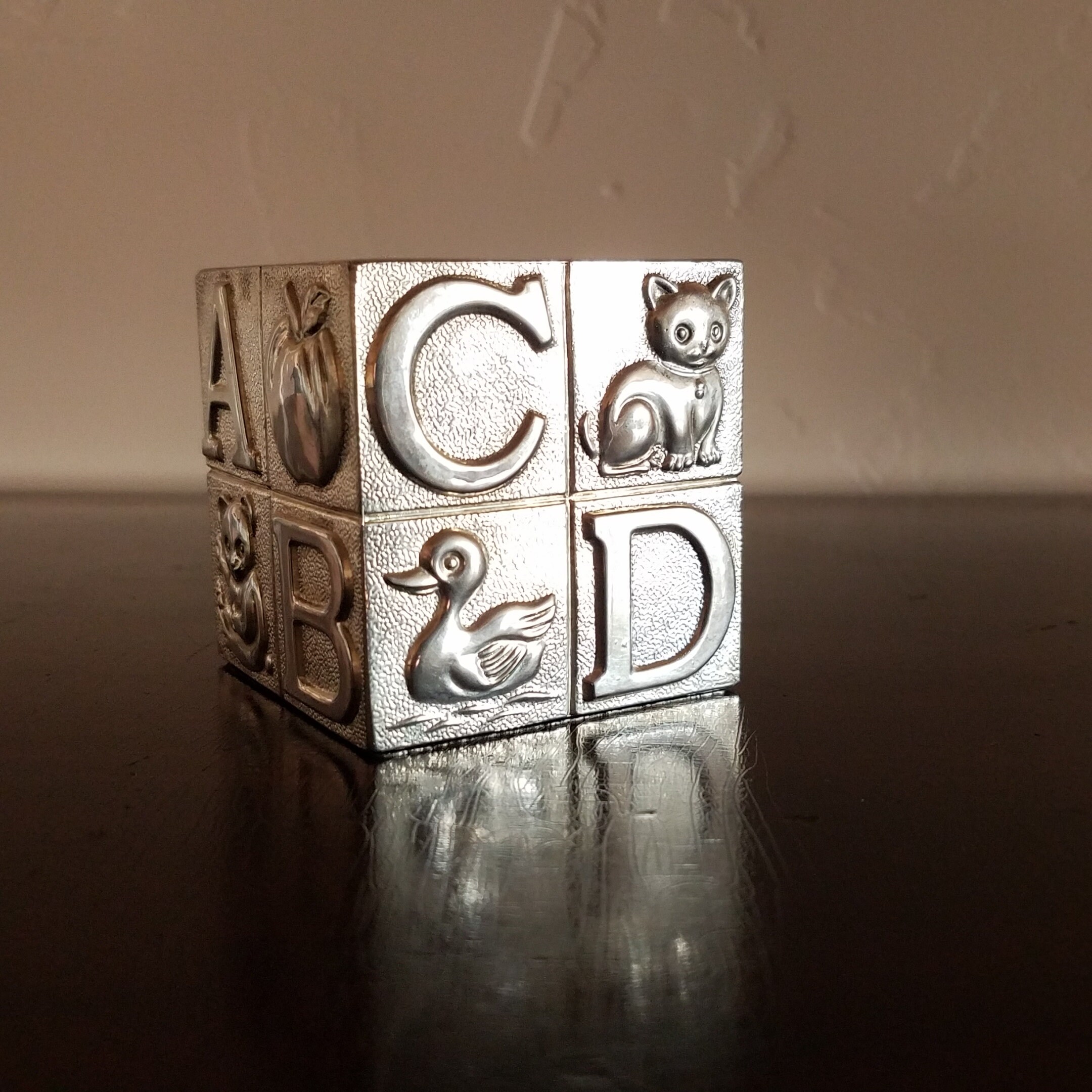 Silver Baby Building Block Bank | Etsy