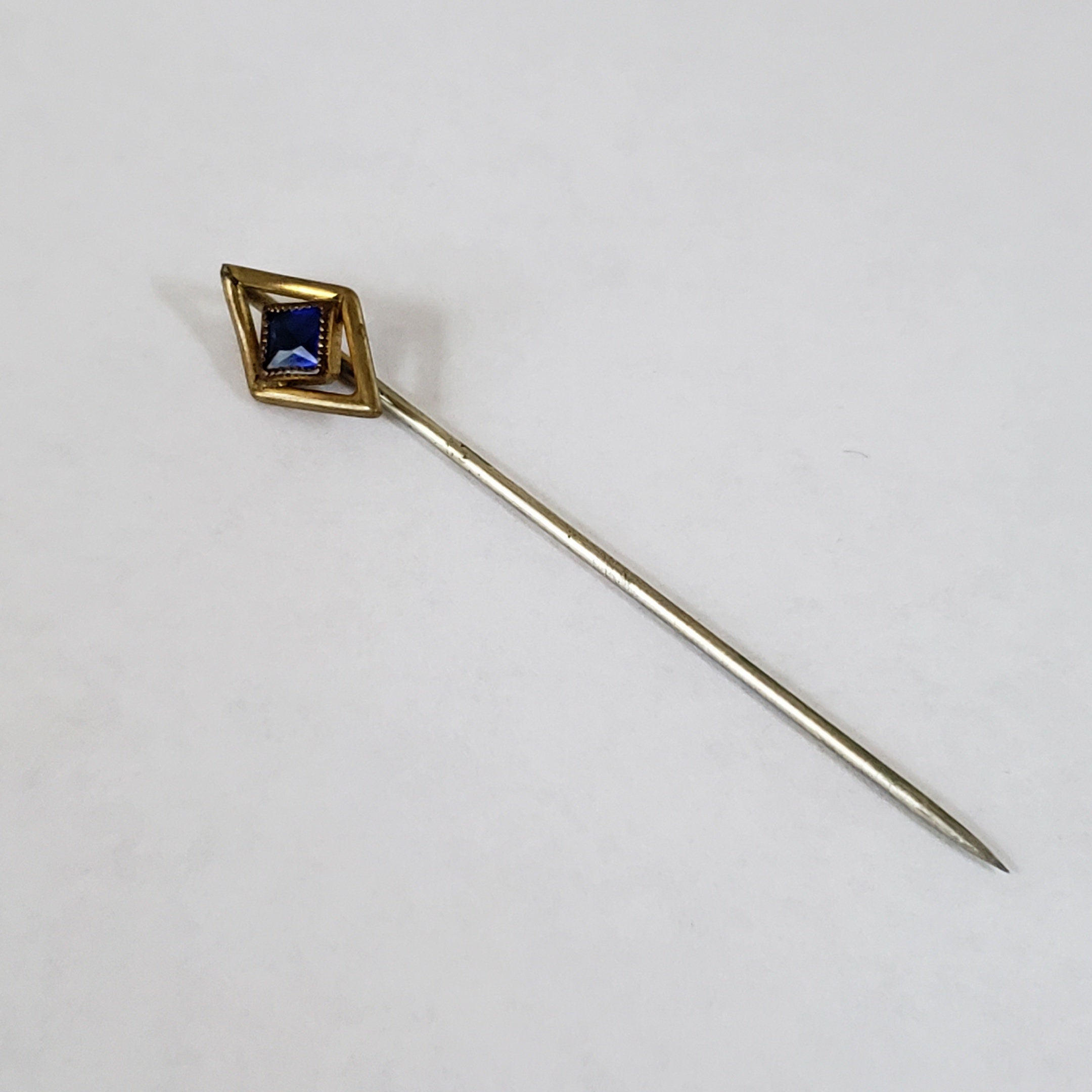 Antique Kite Shaped Lapel Pin With Blue Crystal | Etsy