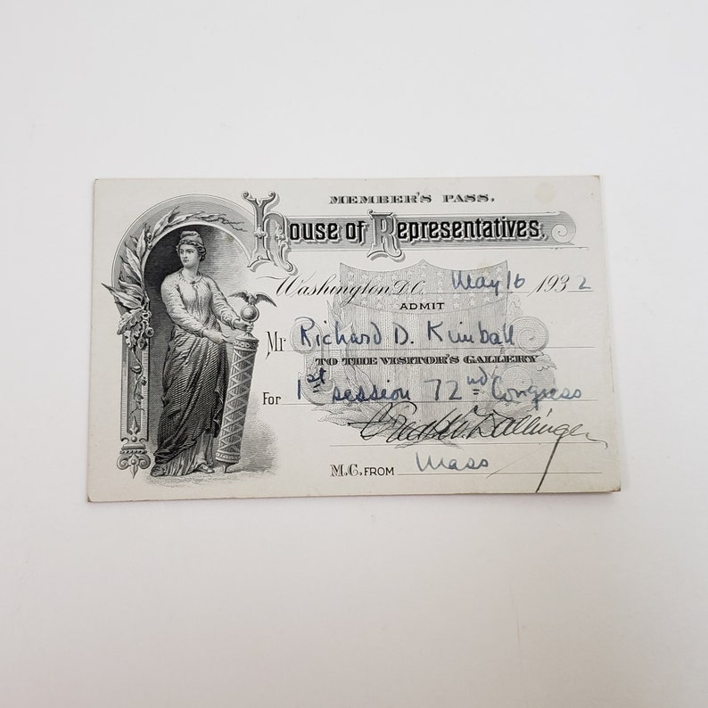 1932 U.S. House of Representatives Members Pass - Etsy