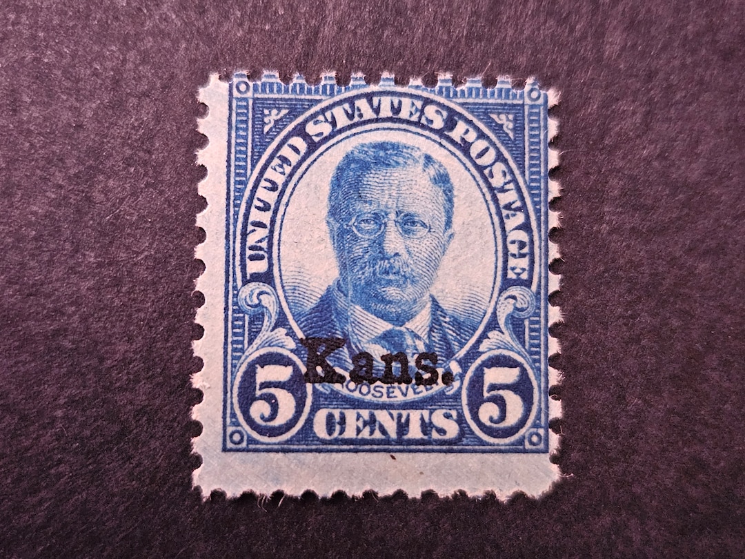 1929 5c Blue Roosevelt Stamp With Kansas Overprint US#663- A160 - Etsy