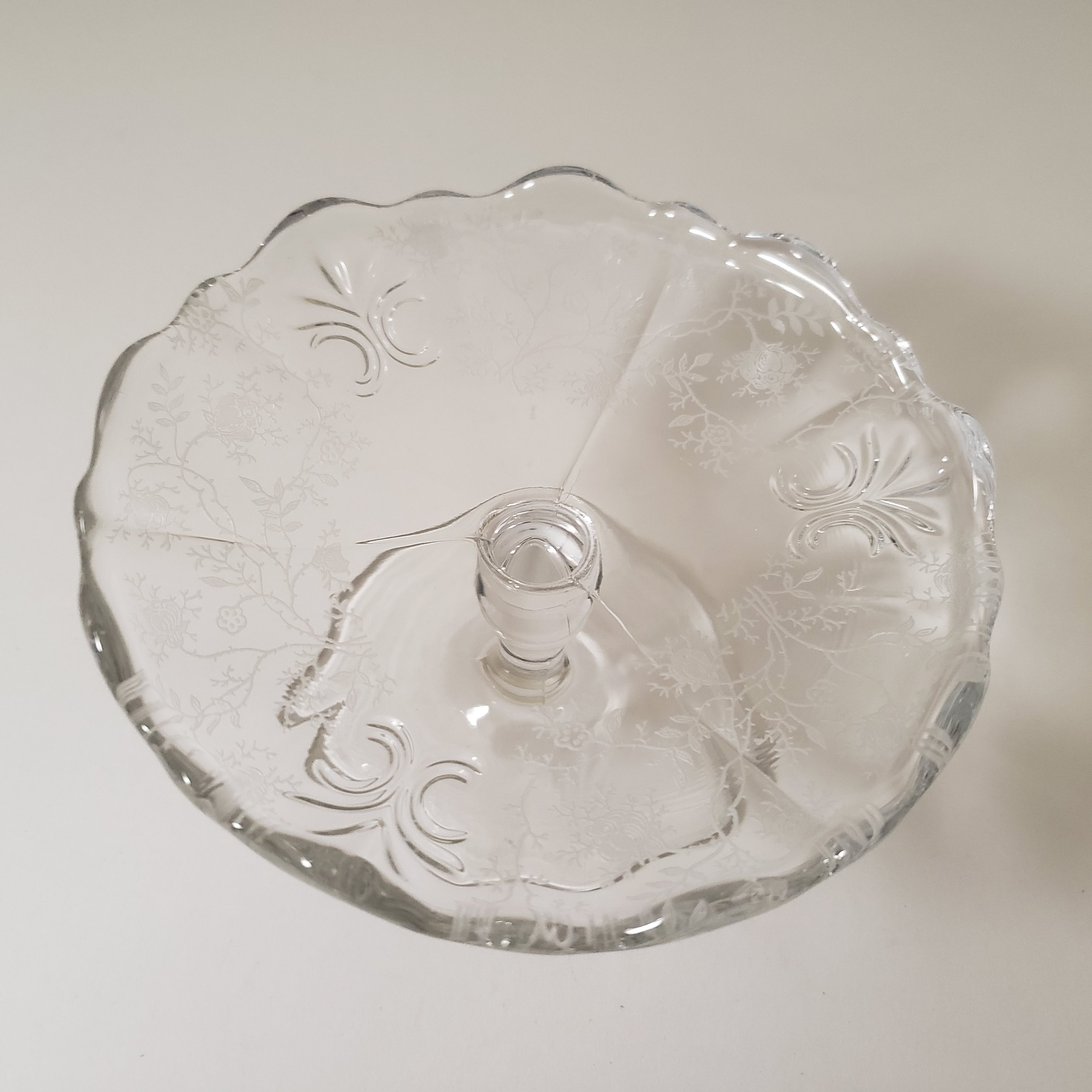 Fostoria Glass Footed Cheese Stand With Chintz Etch | Etsy