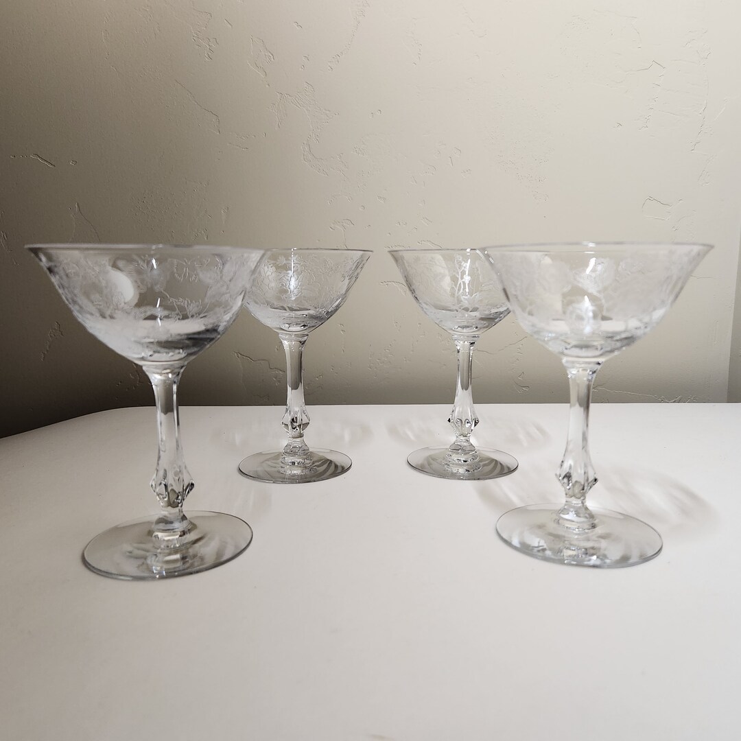 Duncan Miller Charmaine Rose Wine Tall Sherbet Martini Glasses - Set of ...
