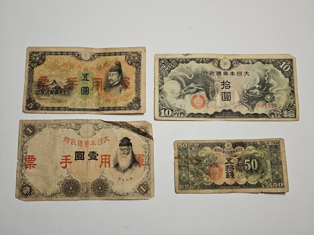 Group of 4 Old Japanese Bank Notes - Etsy