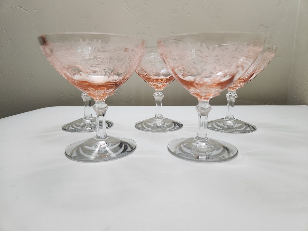 Fostoria Glass Rose Pink June Low Sherbet Glasses - Set of 5 - Etsy