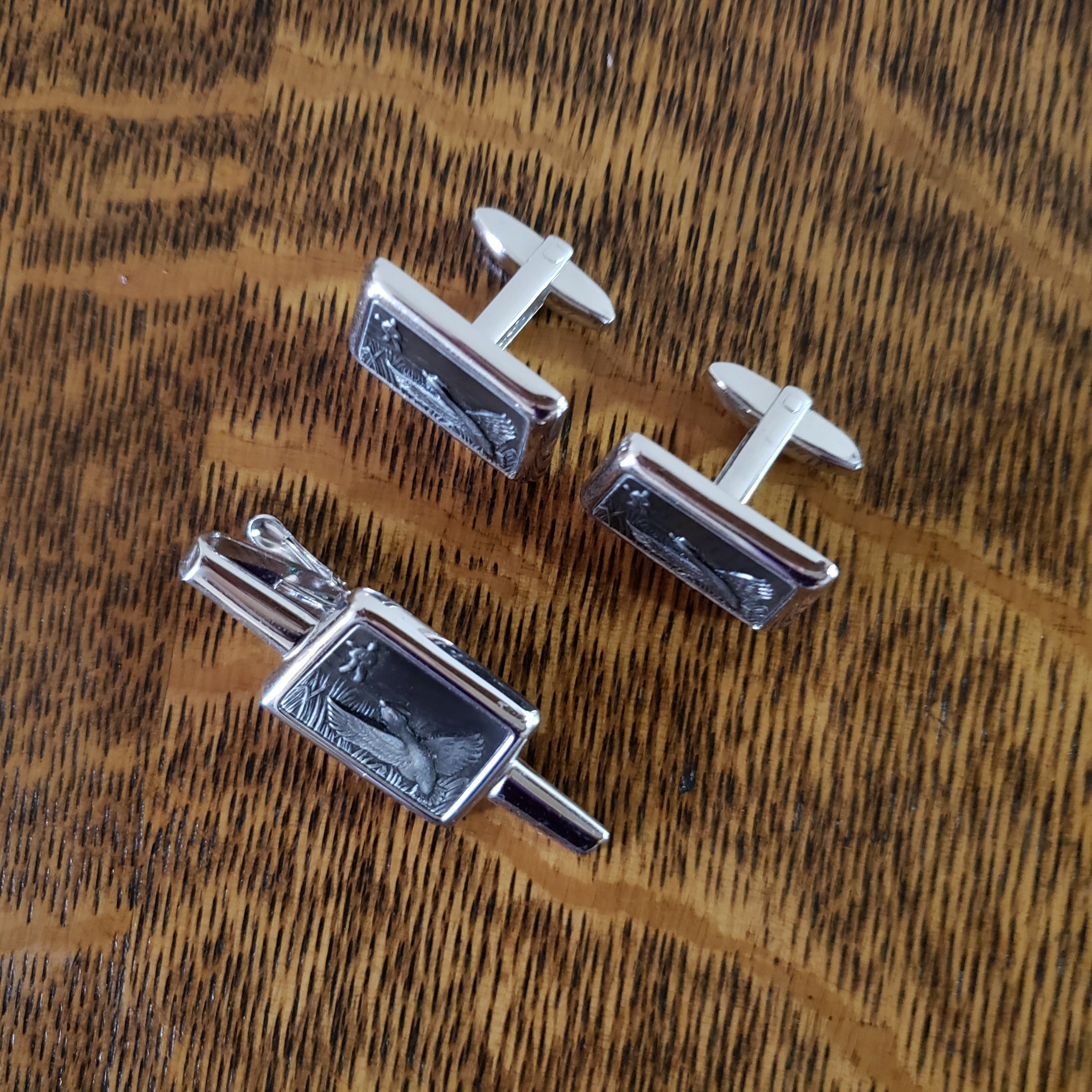 Foster Quail Hunter Scene Cuff links And Tie Clip | Etsy