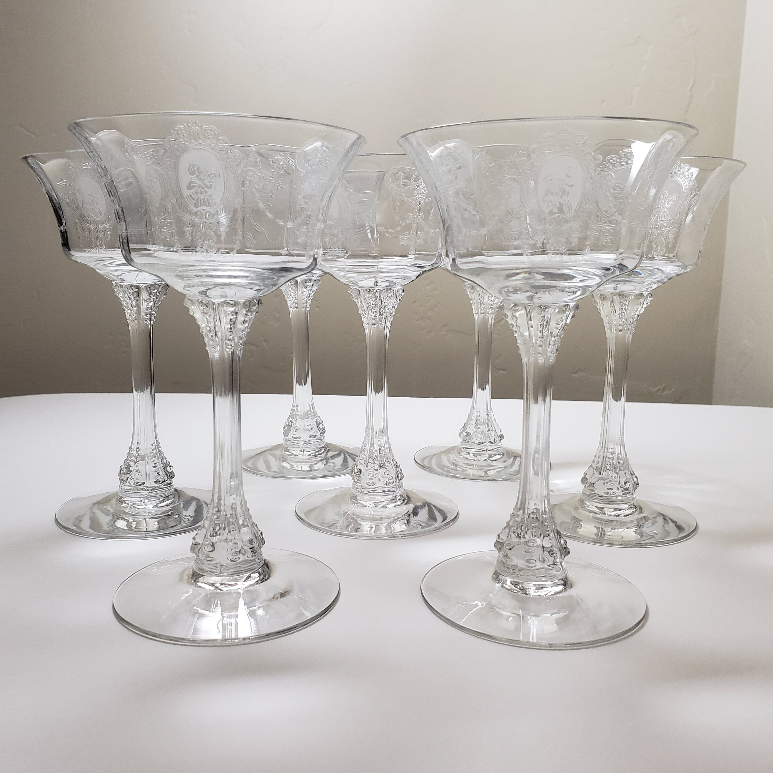Vtg Heisey Rose Etched Water Goblets Set of 6 1950's 6.5 - munimoro.gob.pe