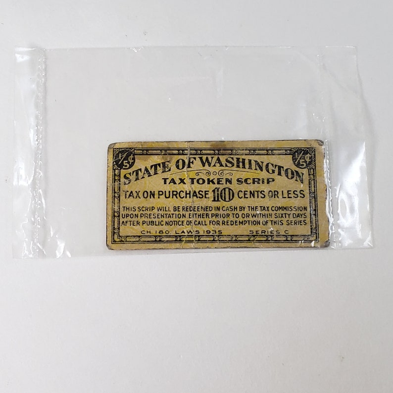 1935 State Of Washington Tax Token Scrip Series C | Etsy