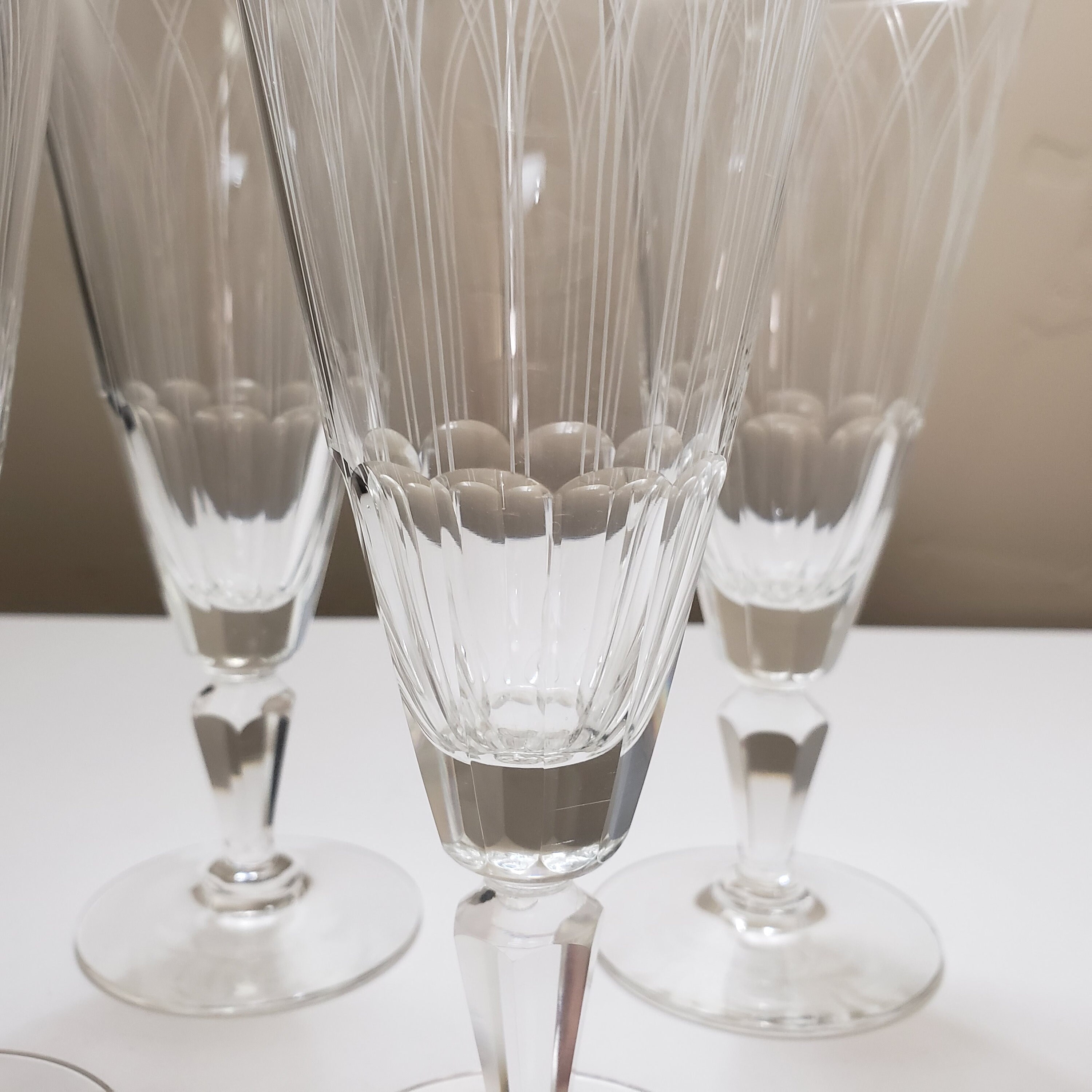 Tall Fluted Cut Crystal Stems Set of 4 - Etsy