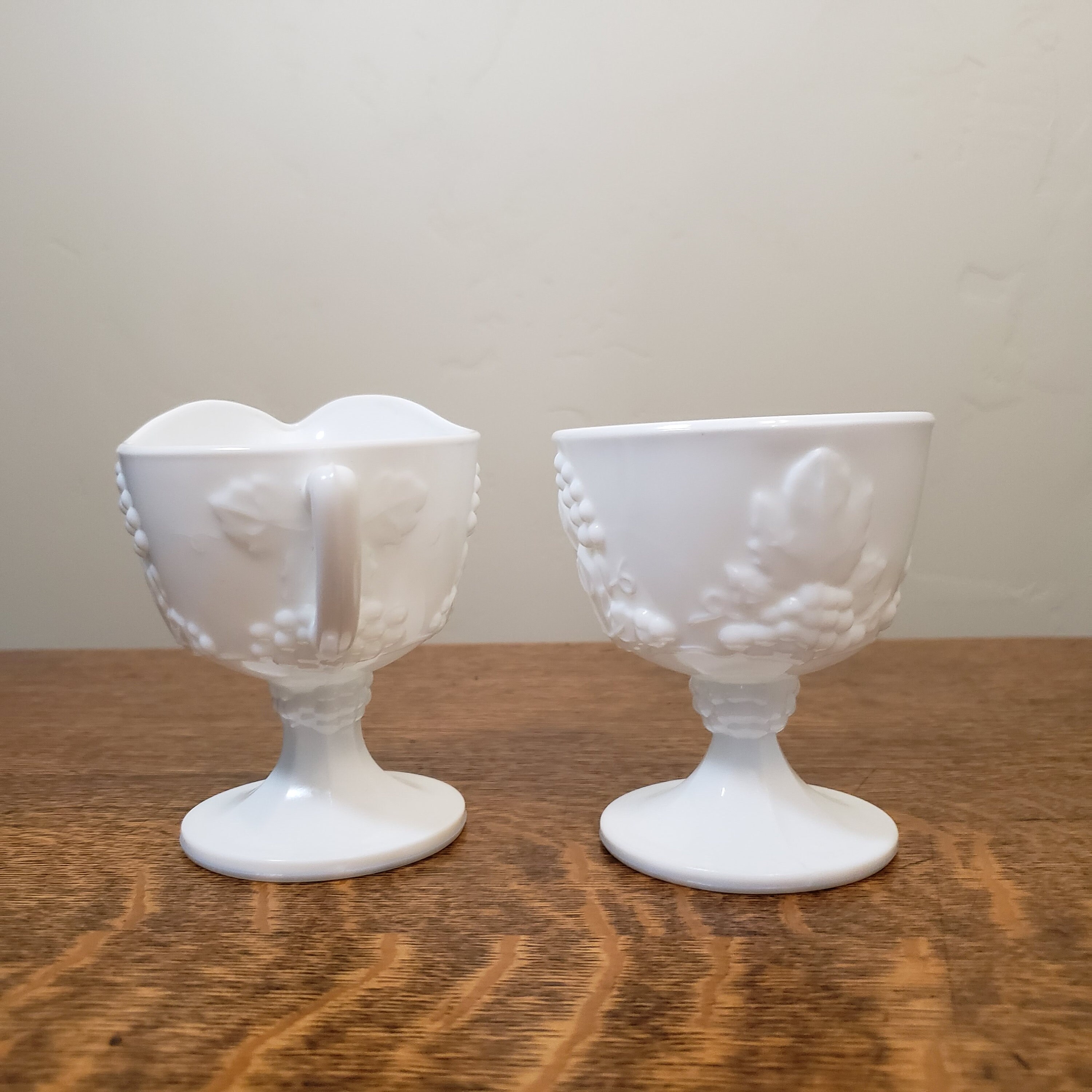 Indiana Milk Glass Creamer and Open Sugar With Harvest Pattern - Etsy