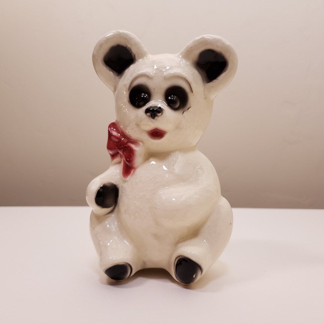 Royal Copley Ceramic White Teddy Bear Vase - Etsy