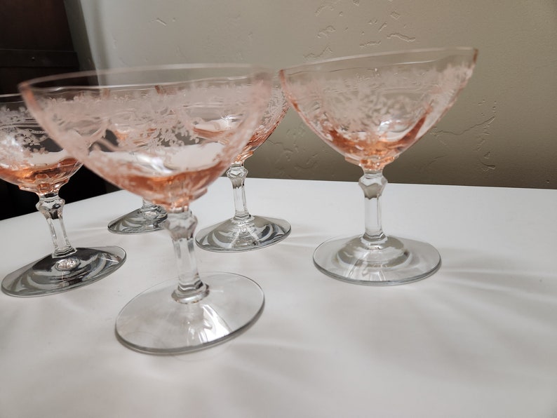 Fostoria Glass Rose Pink June Low Sherbet Glasses - Set of 5 - Etsy
