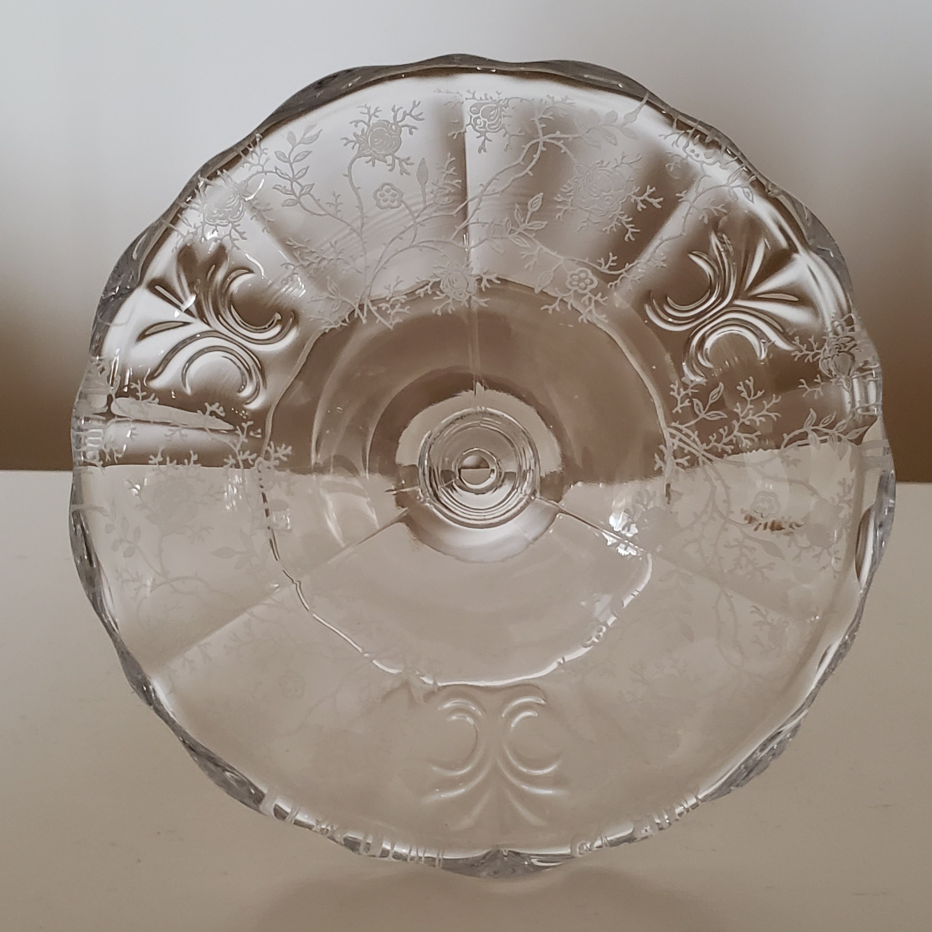 Fostoria Glass Footed Cheese Stand With Chintz Etch | Etsy