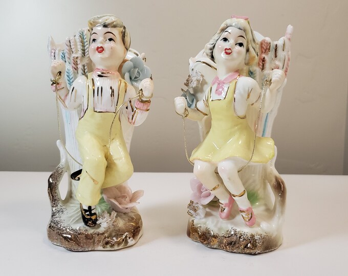 Vintage Children Jumping Rope Figurine Vases by Ucagco - Etsy