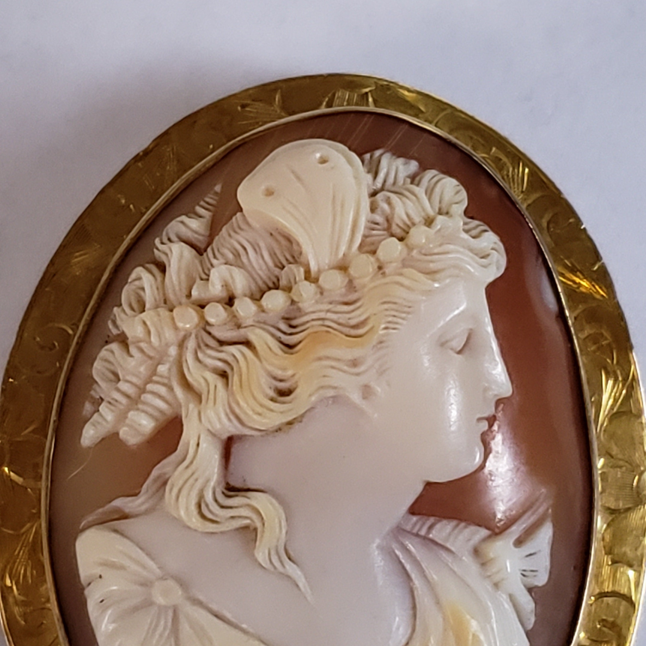 Antique 10 Kt Cut Shell Goddess Athena Cameo Brooch/pendant - Etsy