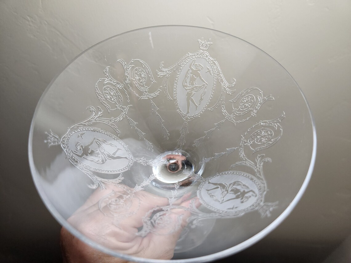 Tiffin Glass 6 Cocktail Stems in Classic Etch Set of 5 - Etsy
