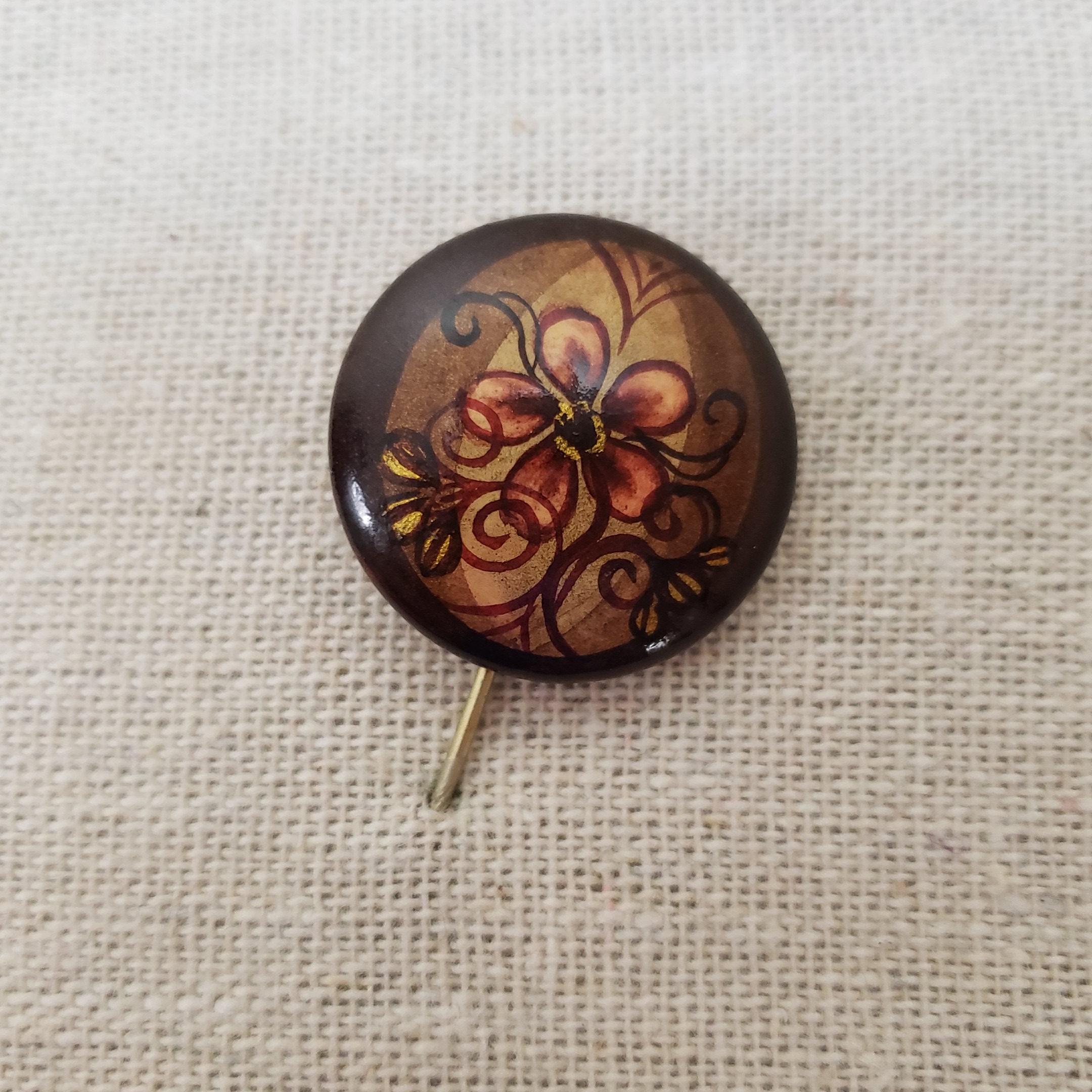 Hand Painted Button Lapel Stick Pin | Etsy