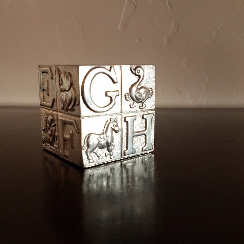 Silver Baby Building Block Bank - Etsy